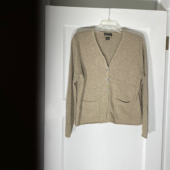 Sigrid Olsen | Sweaters | Vintage Sigred Olsen Sport Silk Tan L Cardigan Sweater Shell Buttons ...